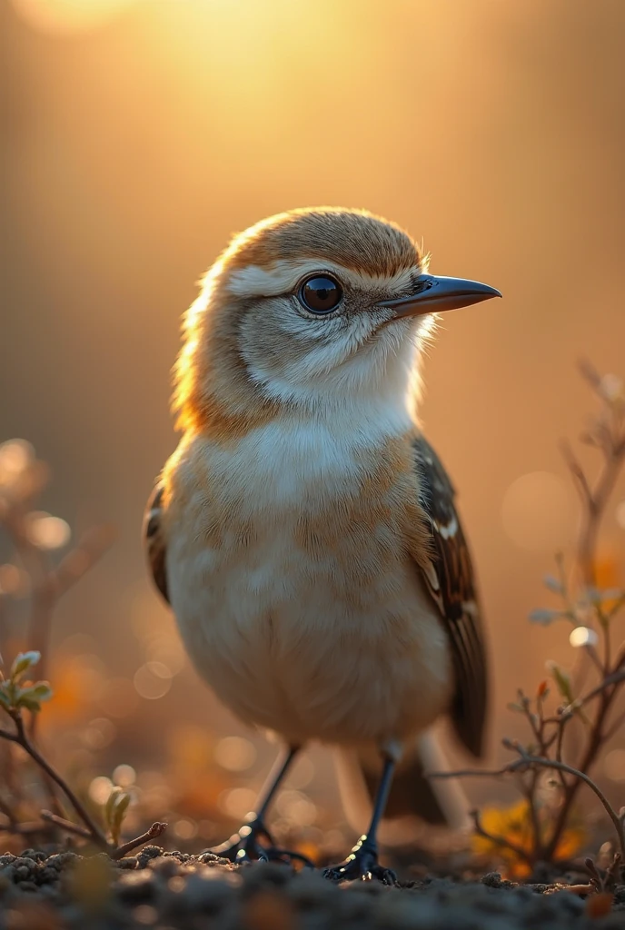 A mesmerizing close-up portrait of a gorgeous little bird illuminated ...