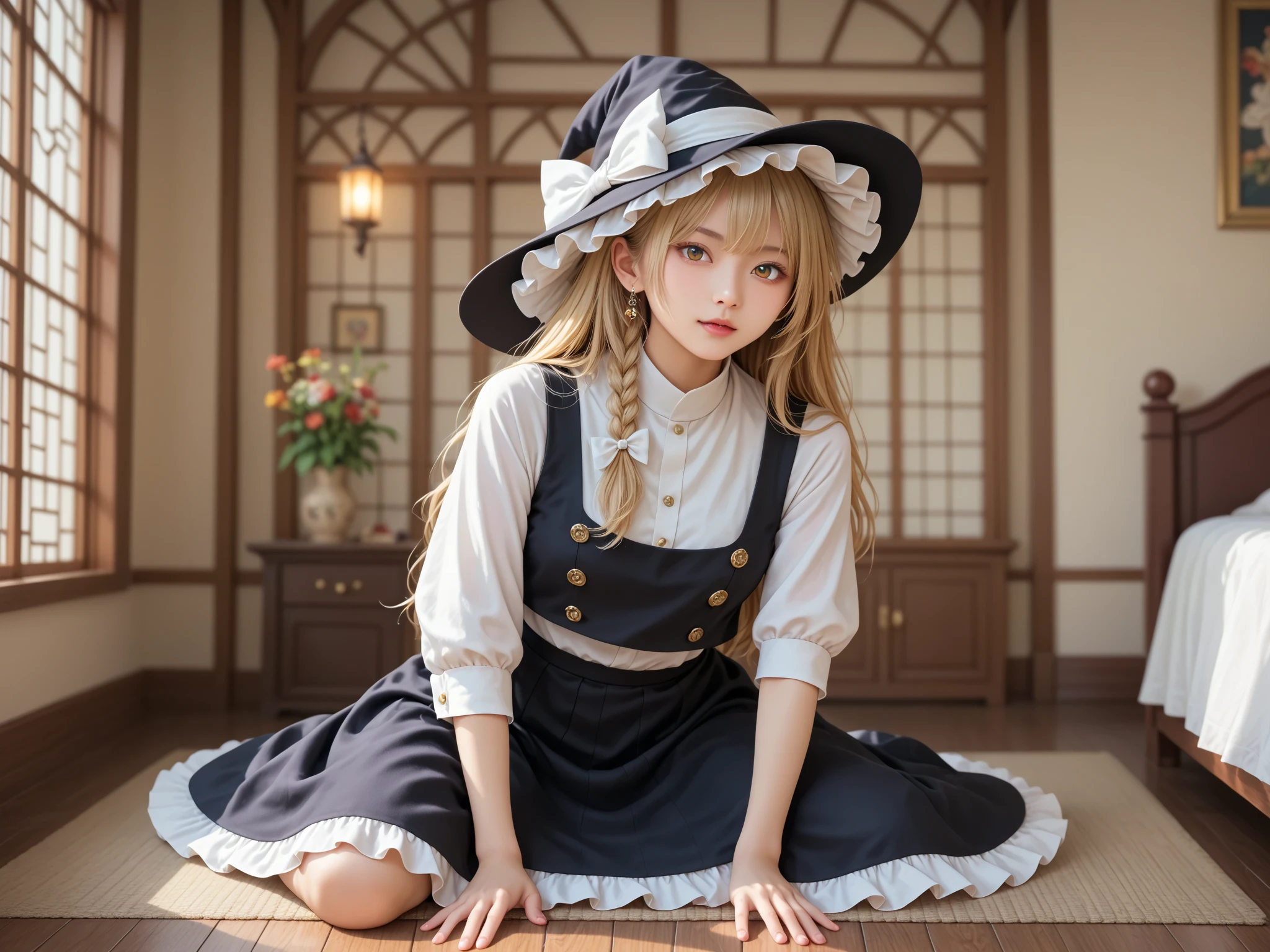 Orient、(Kirisame Marisa)、（One person）、(sitting、Full Body)、( masterpiece ...