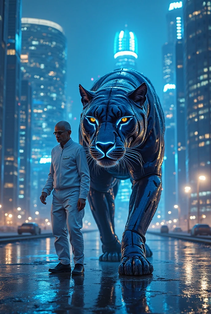 1. Microsoft – Satya Nadella In a futuristic metropolis of glowing blue ...