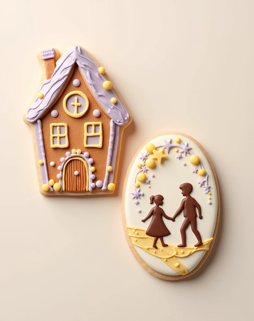 A 2-piece set of soft oval icing cookies inspired by "Hansel and Gretel ...