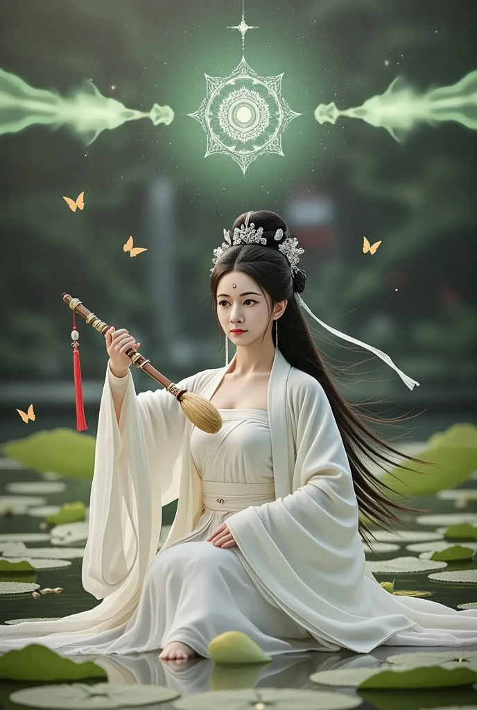 A majestic Chinese celestial woman seated on the "Emerald Lotus of ...