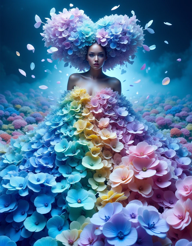 "Breathtaking Transformation, } solo.alone.Women blend into a waterfall ...