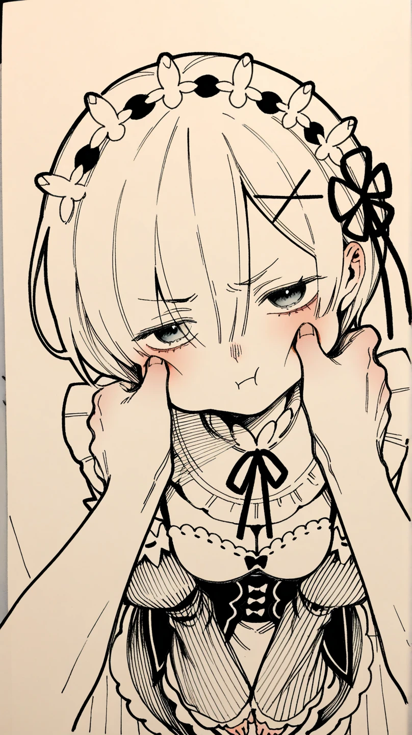 Rem \(re:zero\), cute, pov cheek grabbing, cheek pull, head tilt - SeaArt AI