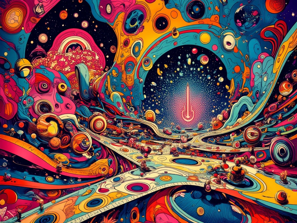 A trippy, optical illusion design that plays with perspective and ...