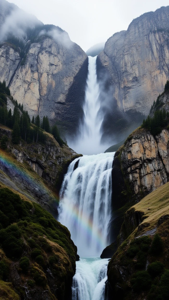 High definition images、A waterfall cascading through the middle of a ...