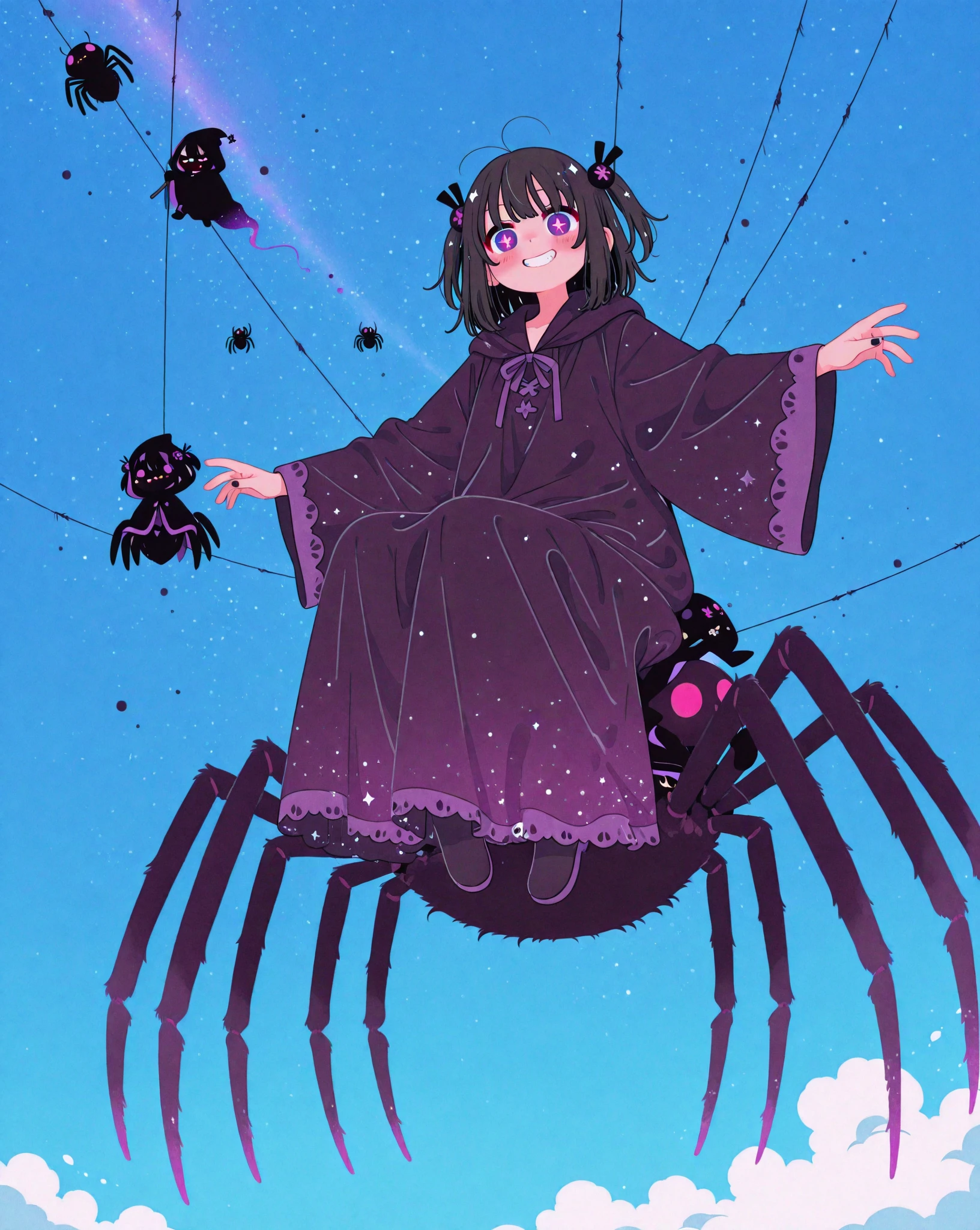 A dark spider mage girl riding a flying strange spider Dark spider ...