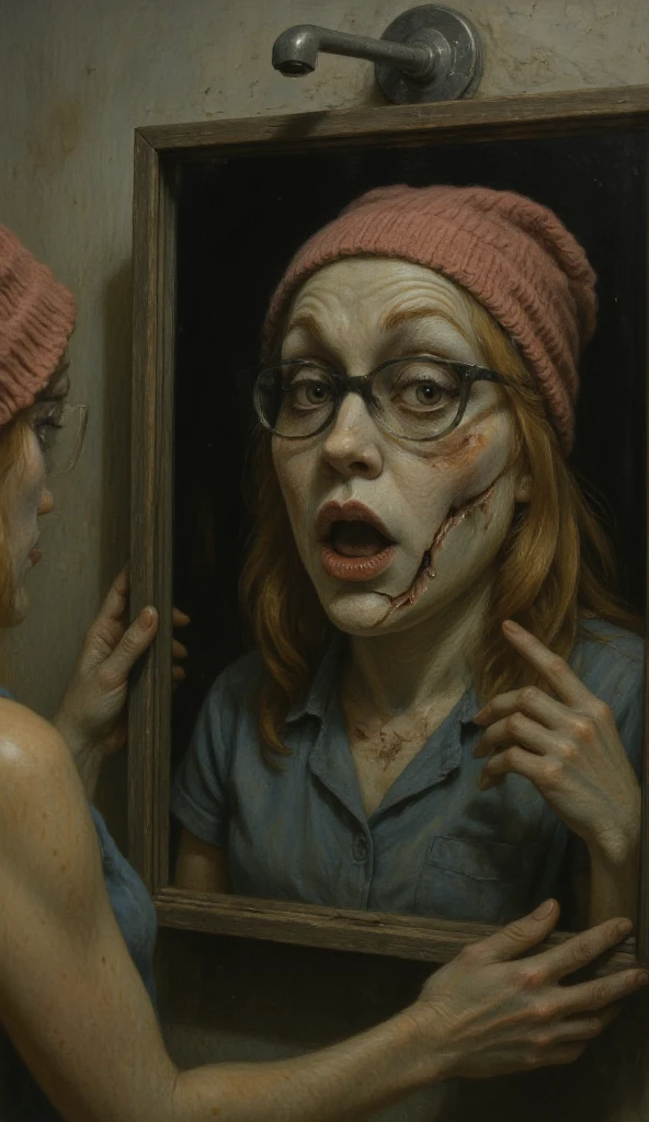 A horror version of Meg Griffin, with her recognizable pink beanie ...