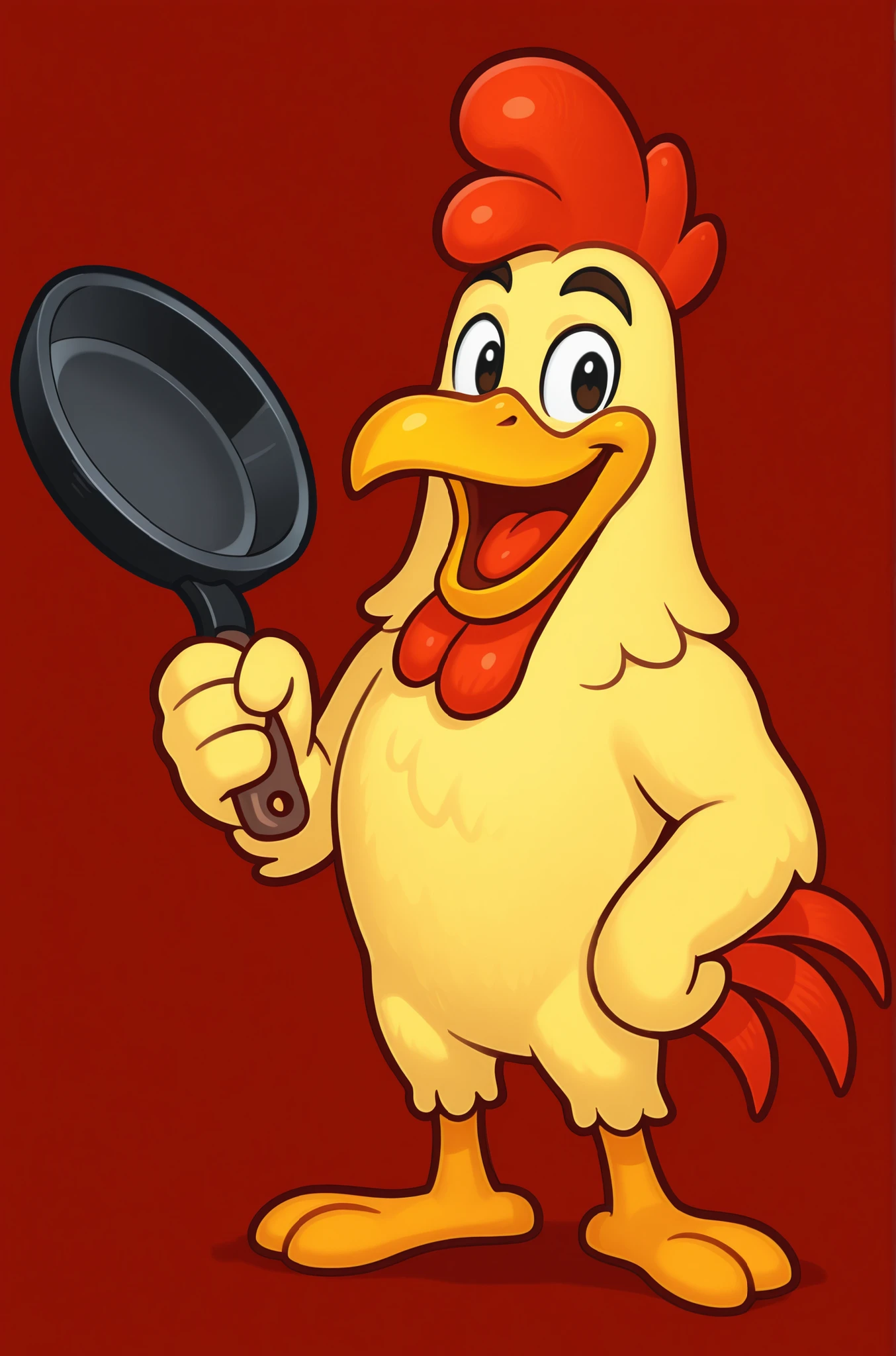 A 3D cartoon-style digital illustration of an anthropomorphic chicken ...