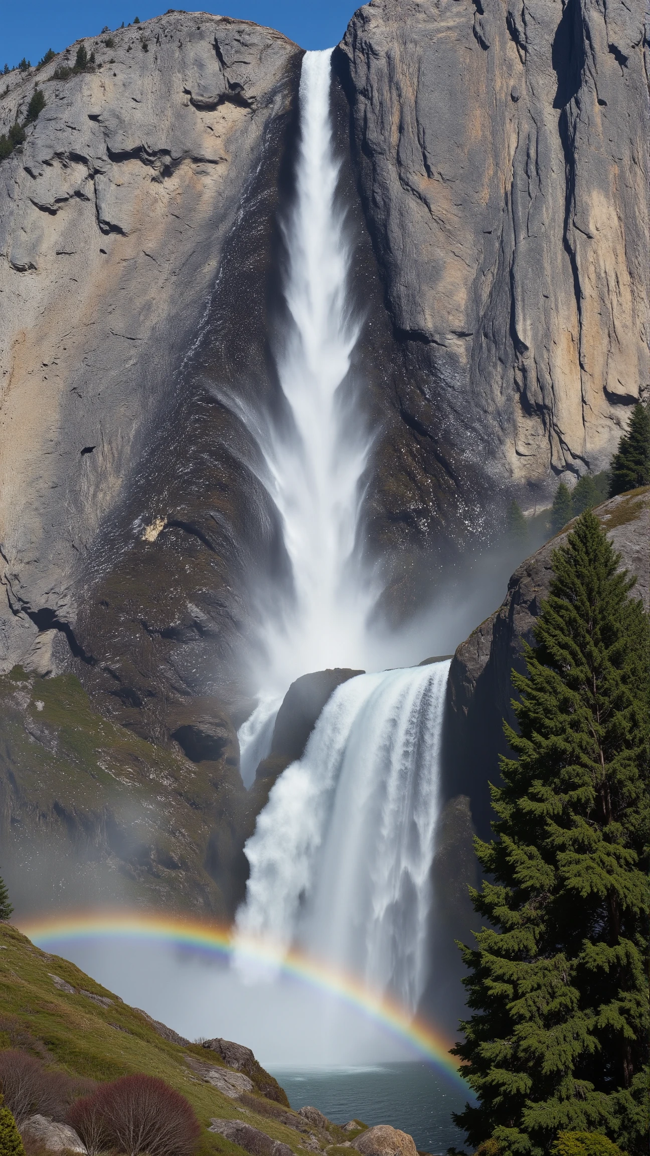 High definition images、A waterfall cascading through the middle of a ...