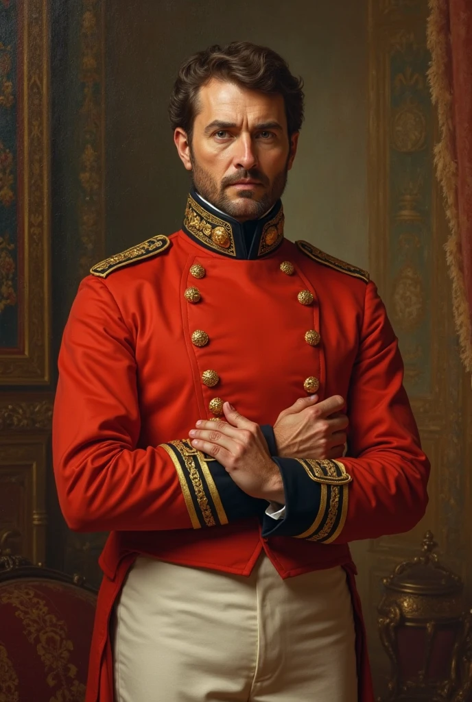 "Classical oil painting style of Napoleon with one hand inside his coat ...