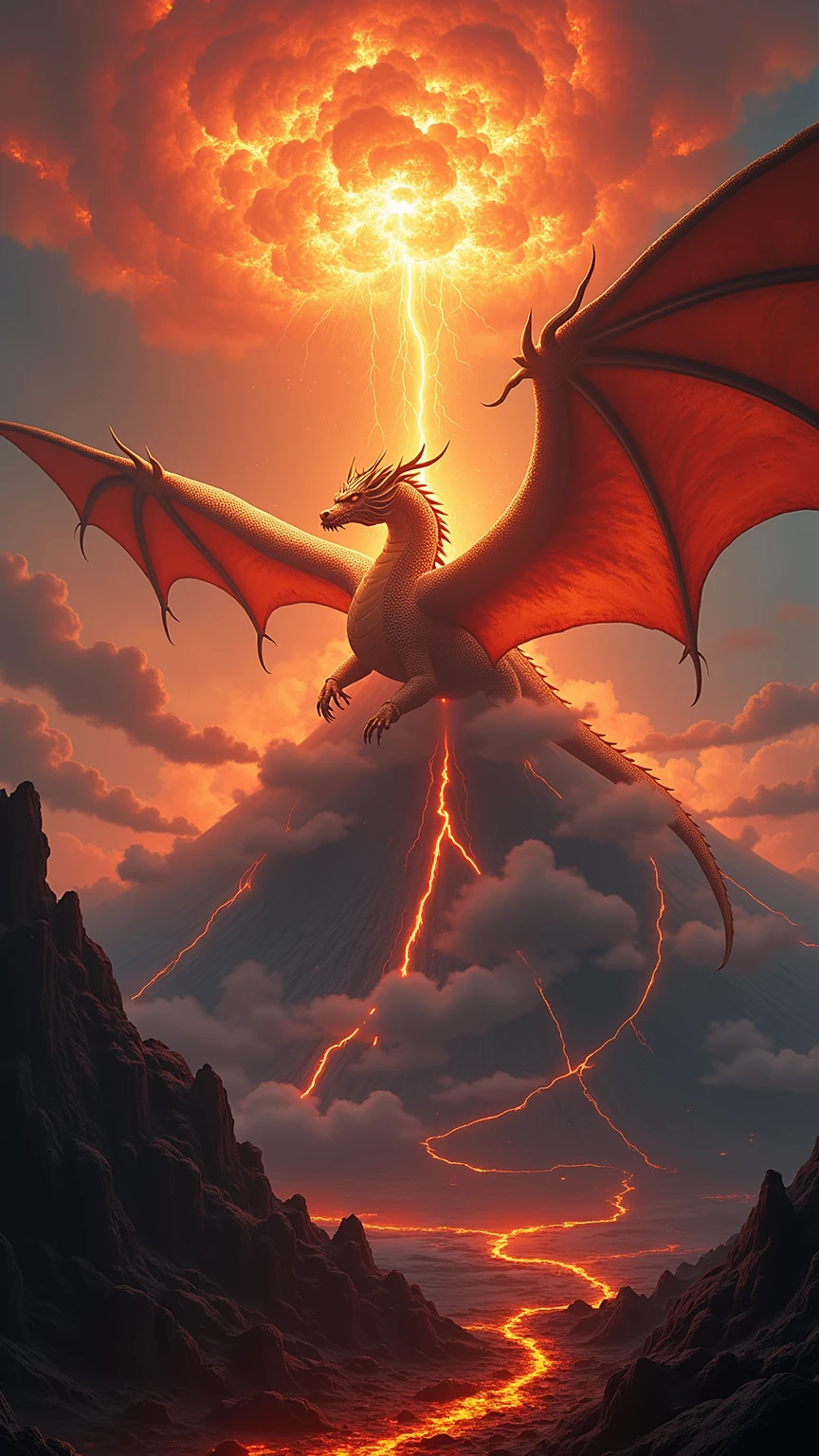 High quality images、Image of a dragon god living on Mount Aso - SeaArt AI