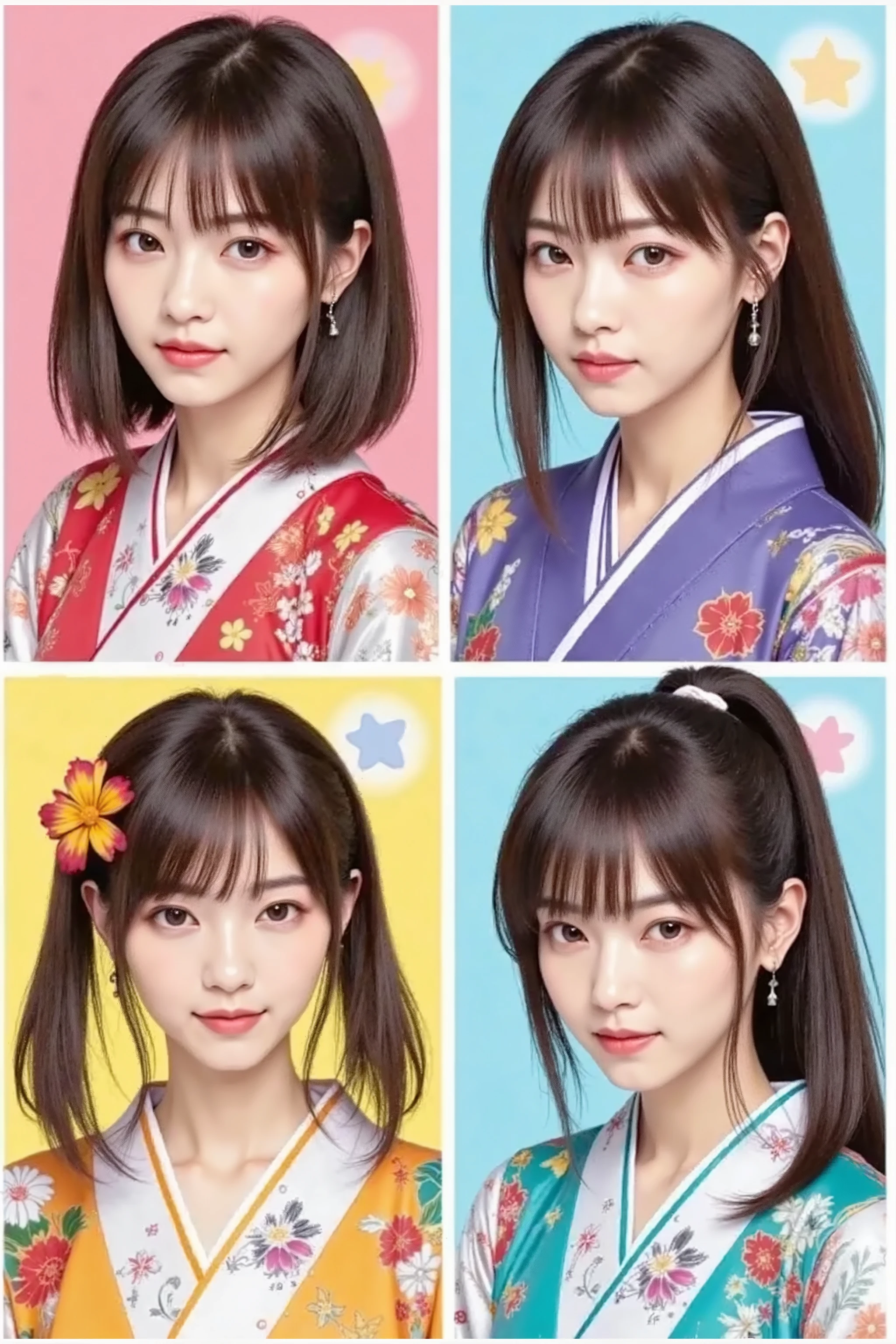 (4 person female idol unit singing live),((A unique Costume1 with a ...