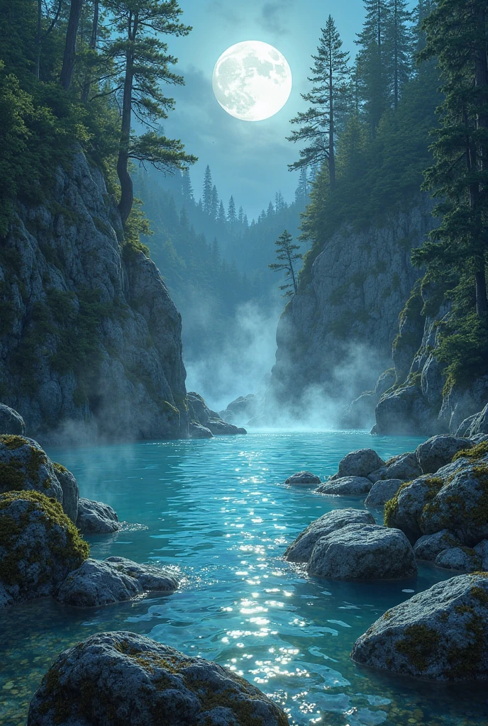 Live landscape , Create a scene of a hot spring, proper shading - SeaArt AI