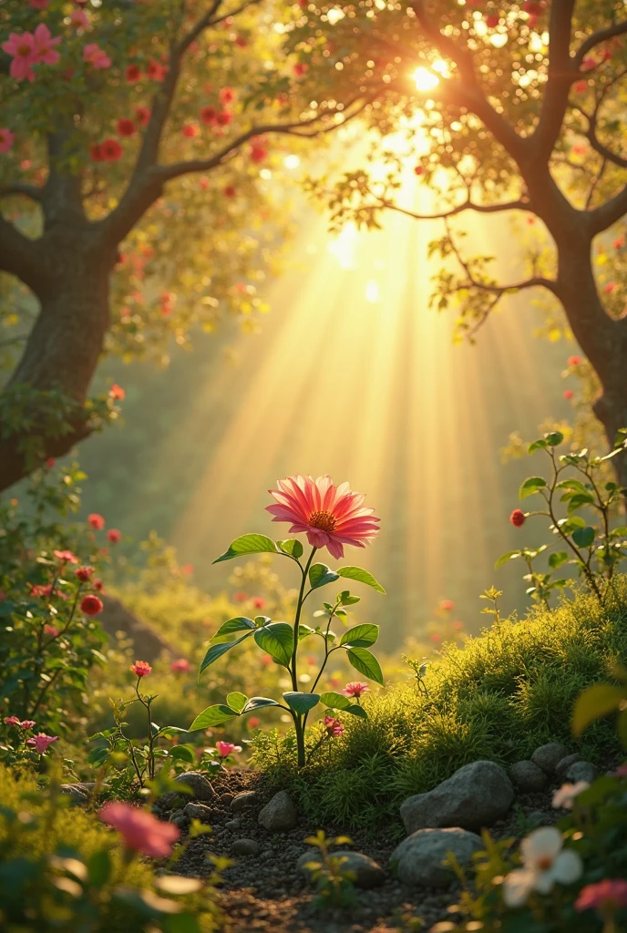 A divine moment of creation: the earth sprouting verdant grass - SeaArt AI