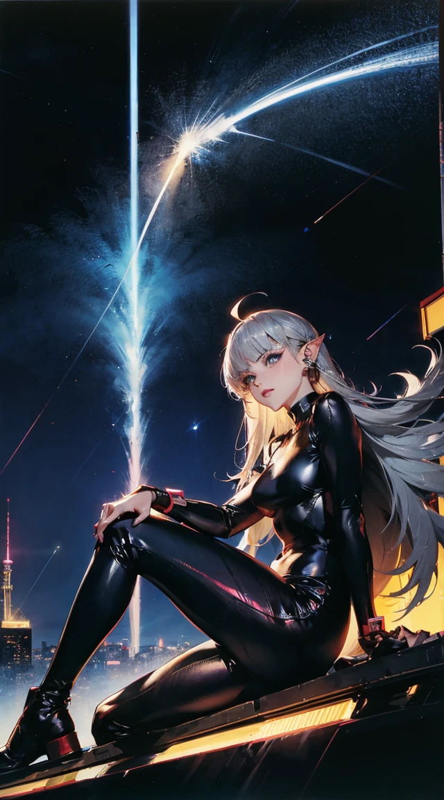 A sprawling cyberpunk city at night, glowing neon lights, flying cars ...