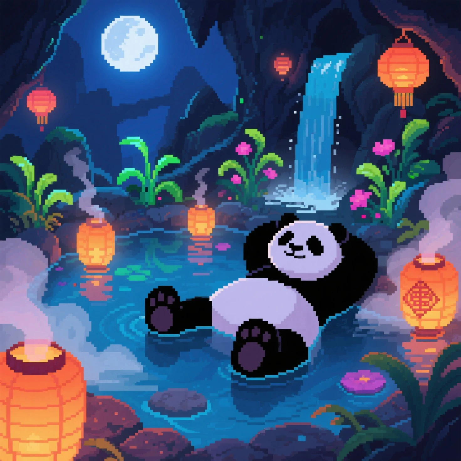 Daily challenge hotspring dungeon pixel art.