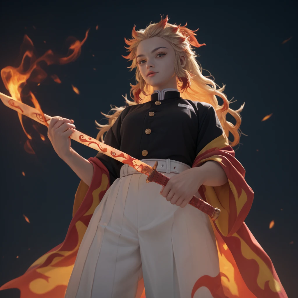 Japanese、Demon Slayer: Kimetsu no Yaiba Rengoku Anjuro、holding a ...