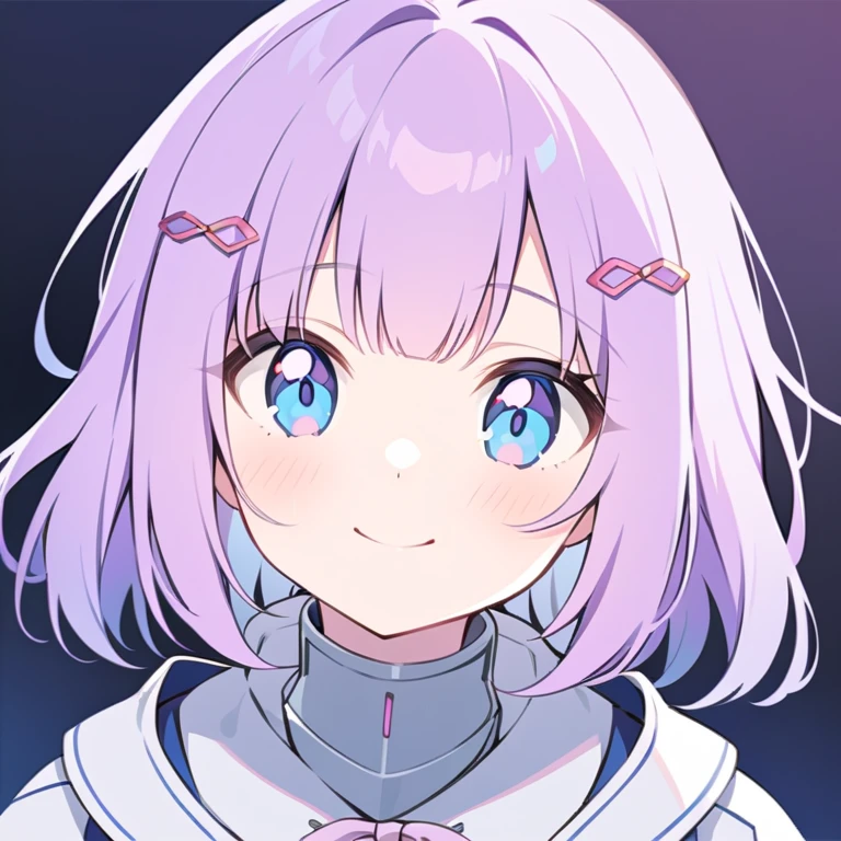 Anime style high school girl, she has bright purple hair, Expressive ...