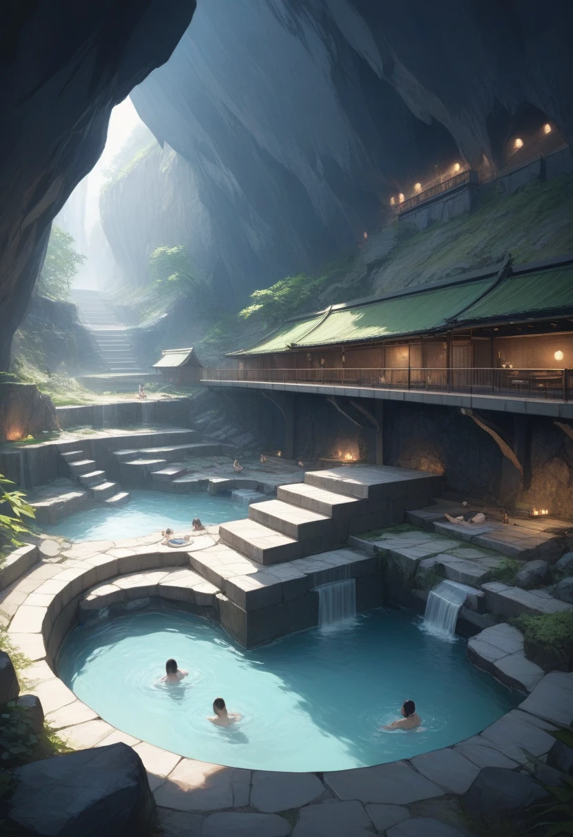 Highly Detailed High-End Paintings, the hot springs continue deep underground th - SeaArt AI
