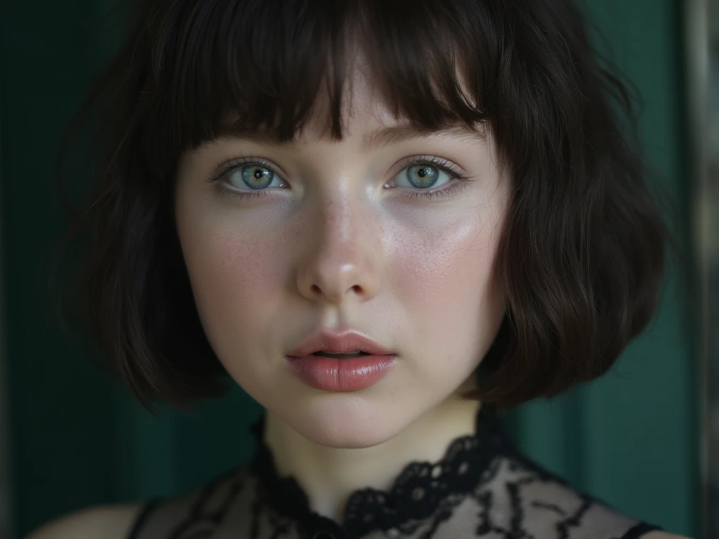 orgasm face, filles emo frange courte, short hair, grey eyes - SeaArt AI