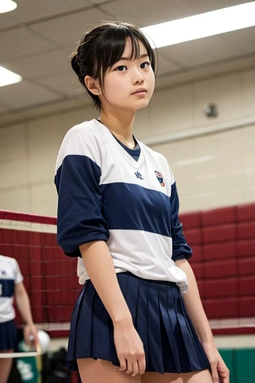 1 girl、elementary school student、 gym clothes、gymnasium、black hair ...