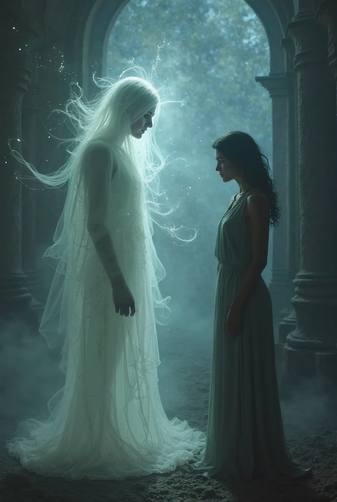 A dead man turned into ghosts who is introduced to a woman - SeaArt AI