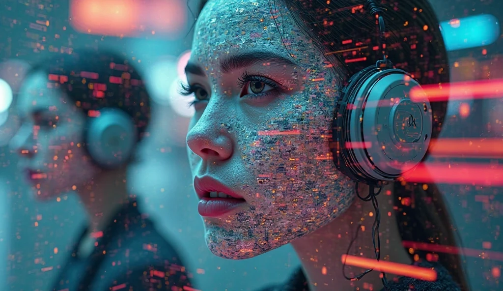 "Burst of AI-powered visuals like avatars speaking, cinematic effects ...