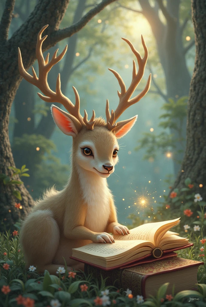 Create a photo of a ren reading books - SeaArt AI