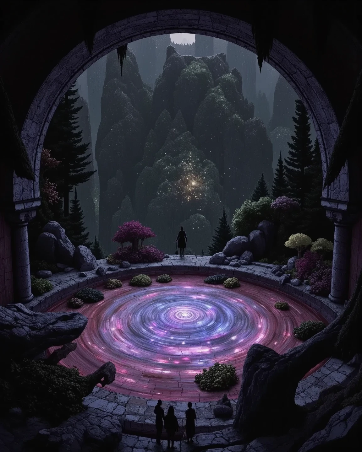 Mysterious Springs、Water surface glowing with mysterious colors - SeaArt AI