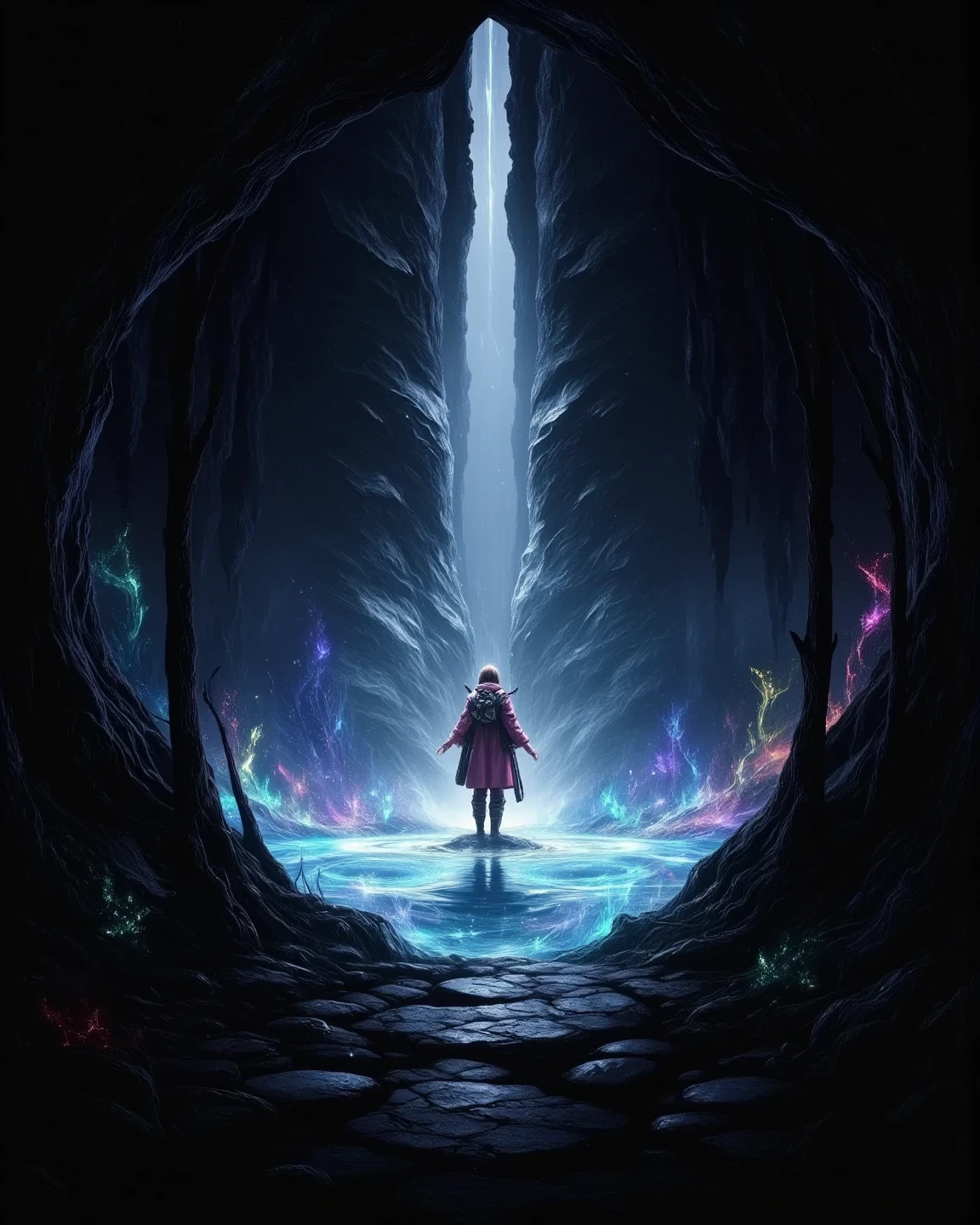 Mysterious Springs、Water surface glowing with mysterious colors - SeaArt AI