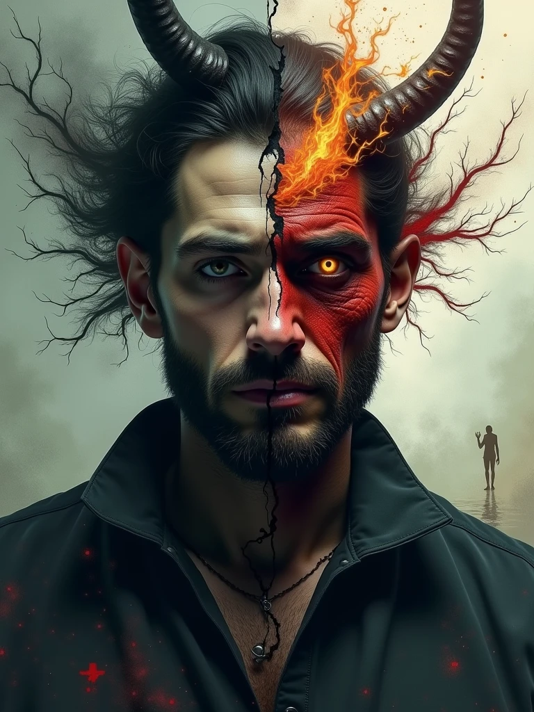 A man living a double life , human dual personality, me and my shadow ...