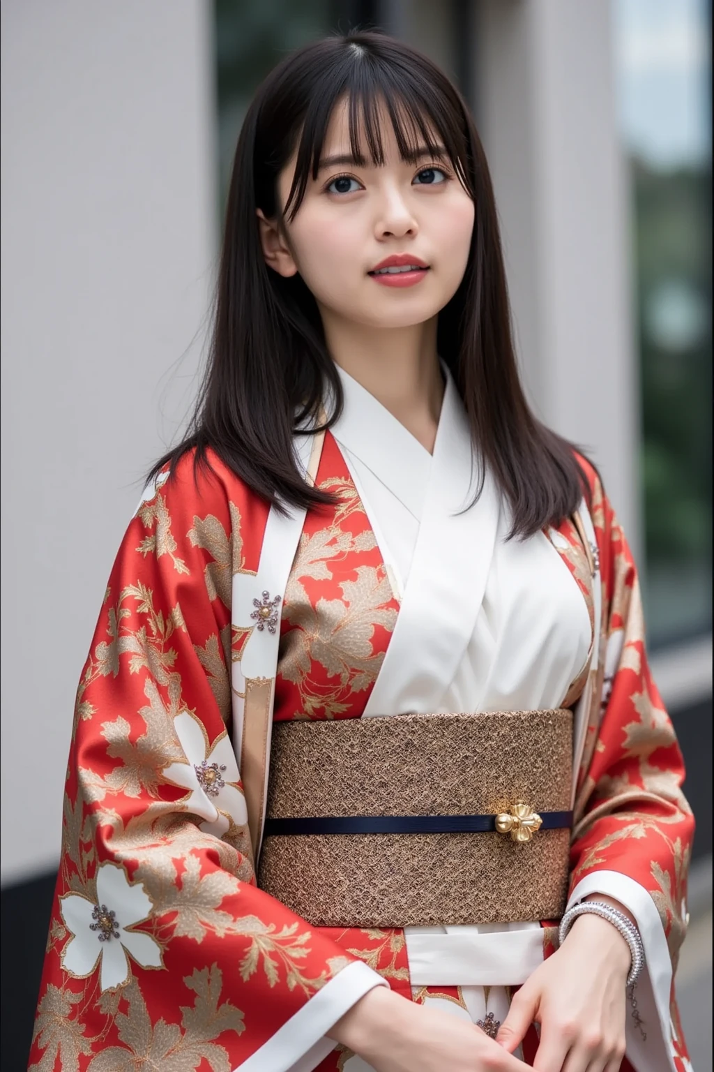 Kimono, 1woman, in the street, Professional fashion model, Model ...