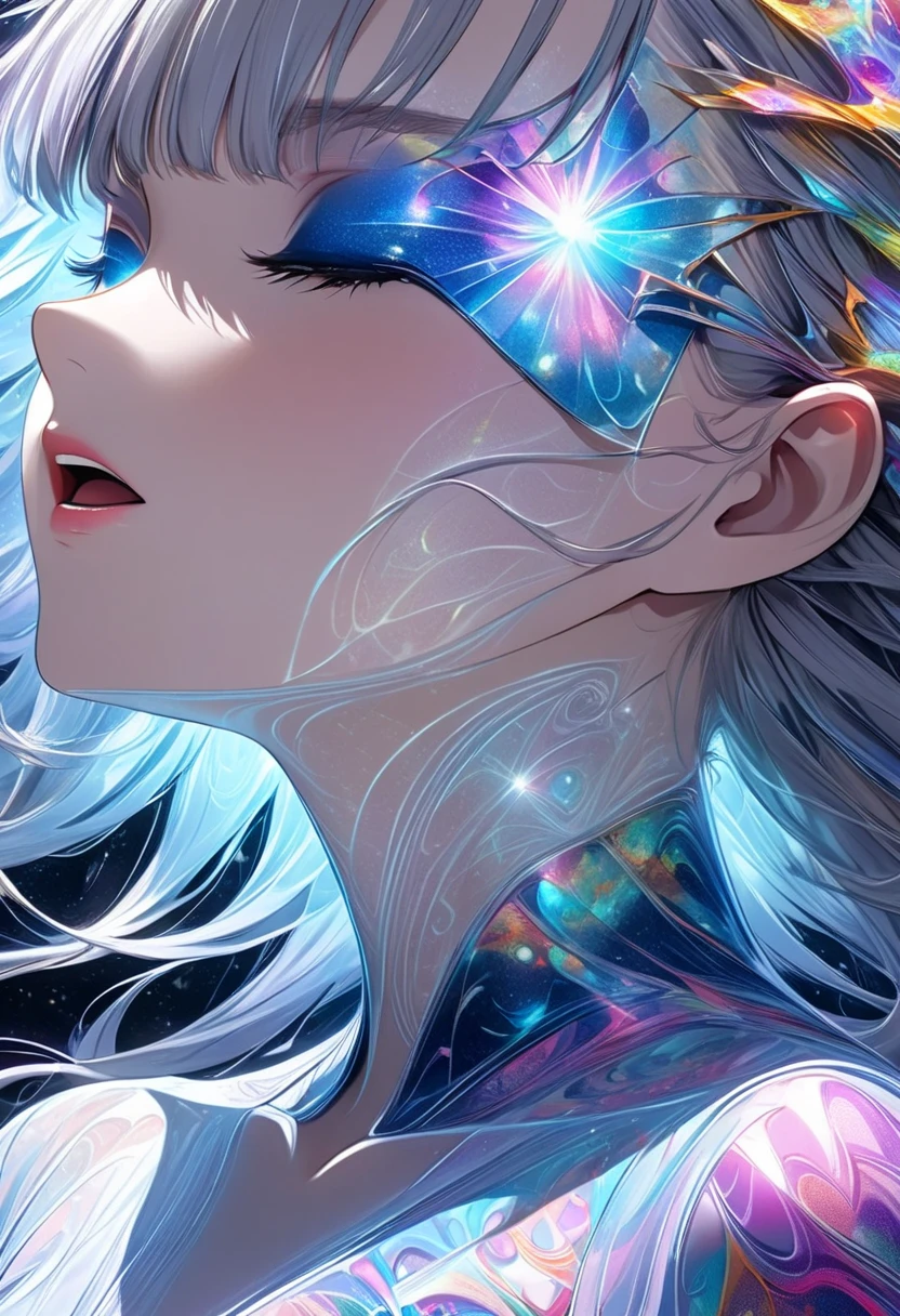 Create a split-screen digital illustration portraying a woman with dual ...
