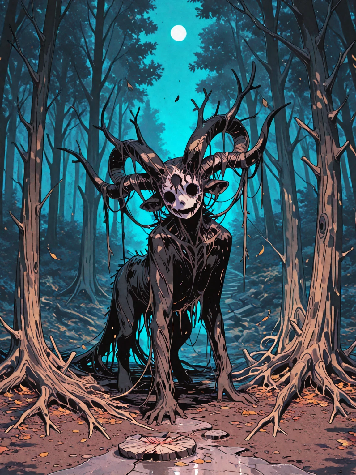 "A monstrous humanoid creature, carved from rotten and twisted wood ...