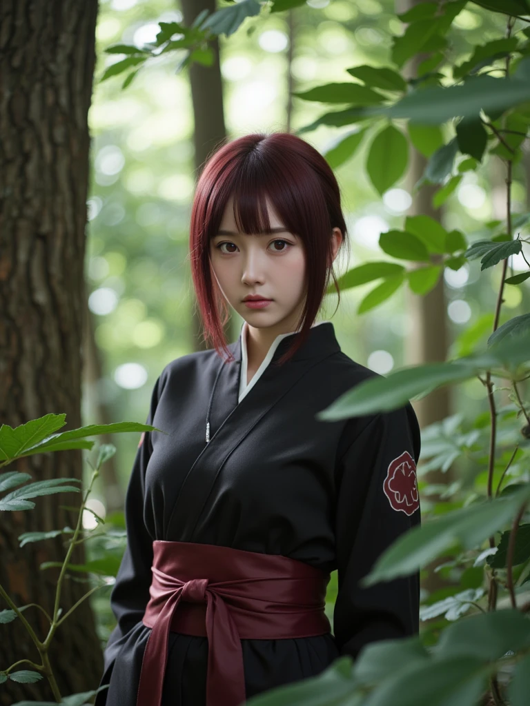 pretty girl , Ninja, Naruto style, Realistic texture, short matted hair ...