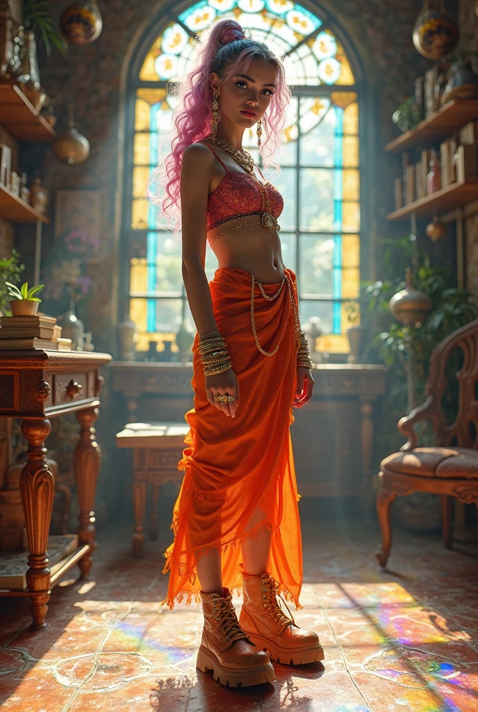 A stylish and confident 25-year-old Indian bold girl standing in a ...