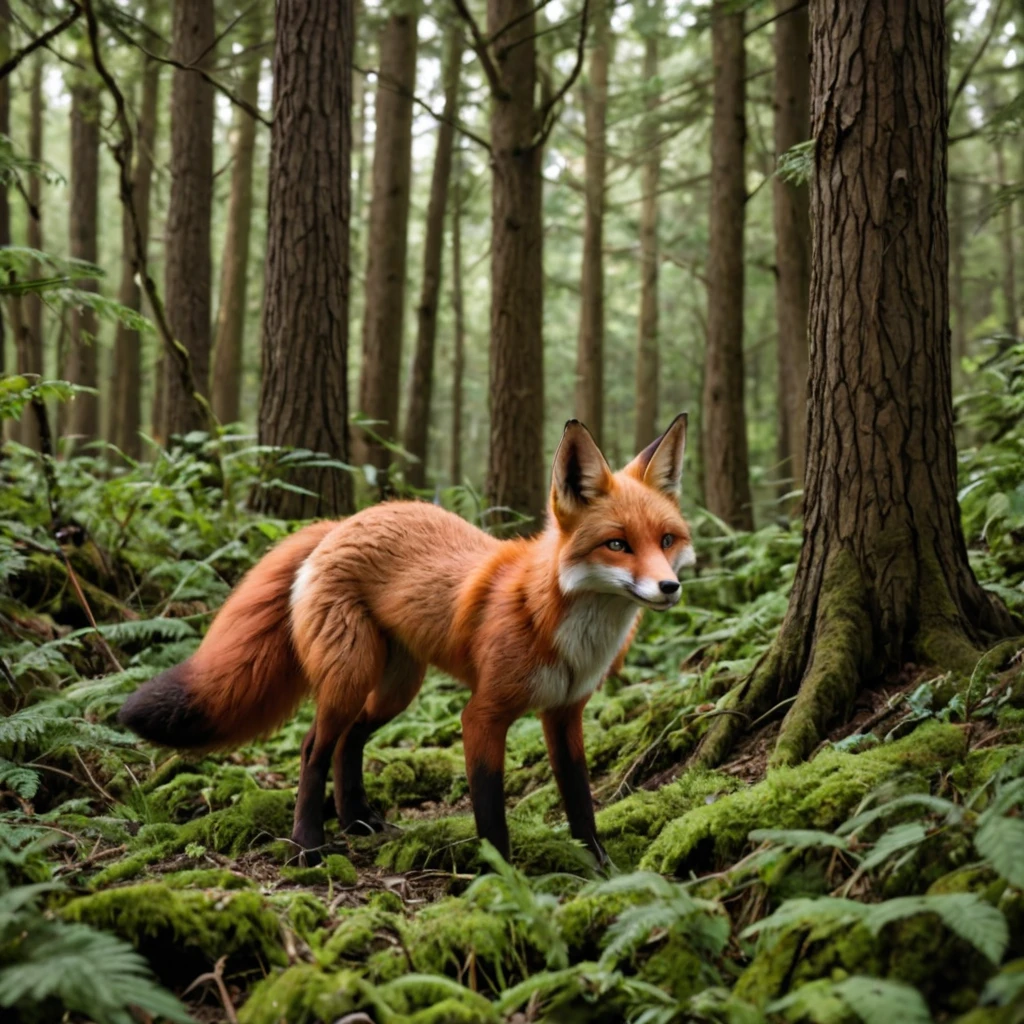 Red fox in a forest - SeaArt AI