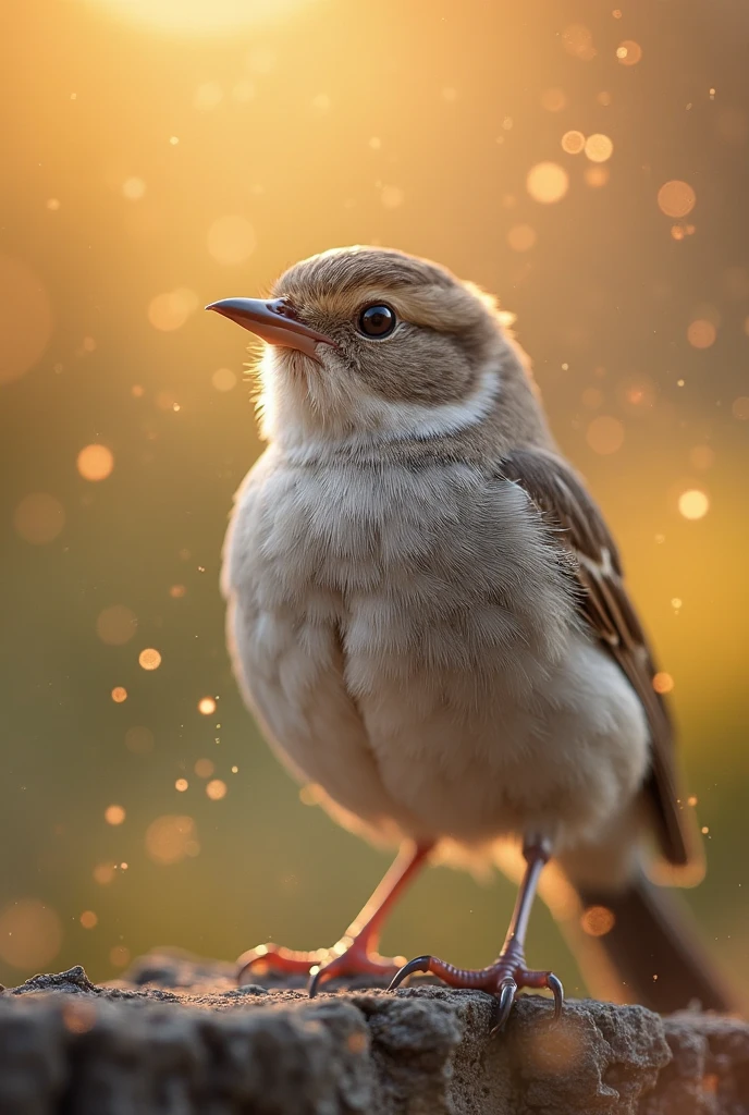A mesmerizing close-up portrait of a beautiful little bird illuminated ...