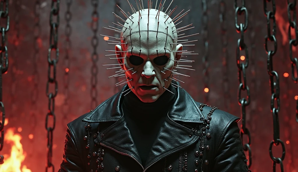 Pinhead from Hellraiser, an iconic horror character with pale white ...