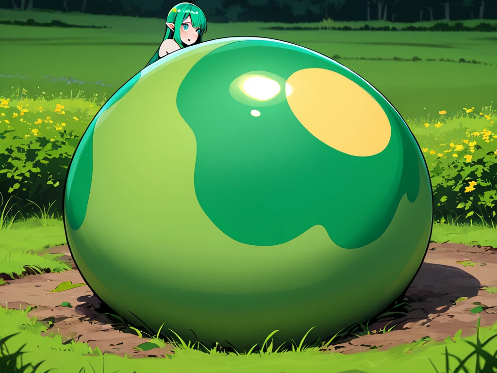 Lamia girl, in green savanna, ready to lay big egg, palette skin ...