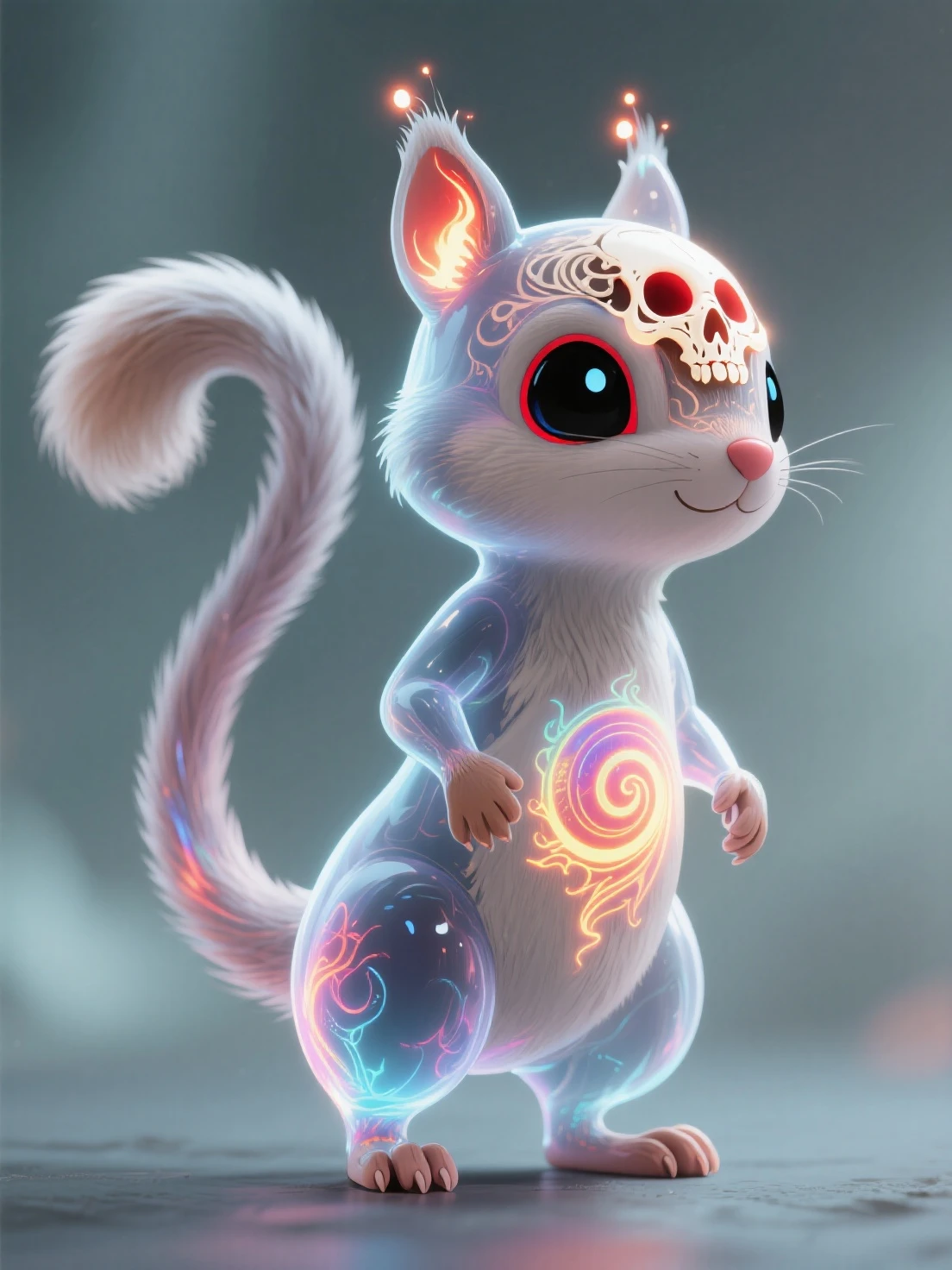 A cute creature looks like a squirrel, is very handsome, translucent ...