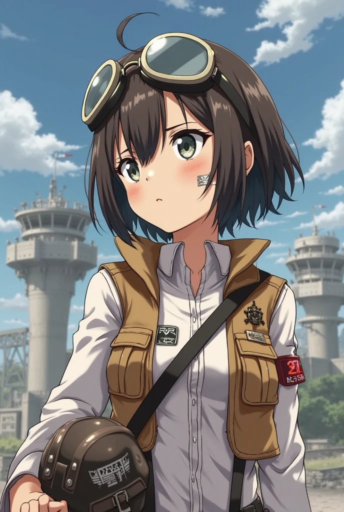 A girl from the anime Attack on Titan, bomber wearing a white Marley ...