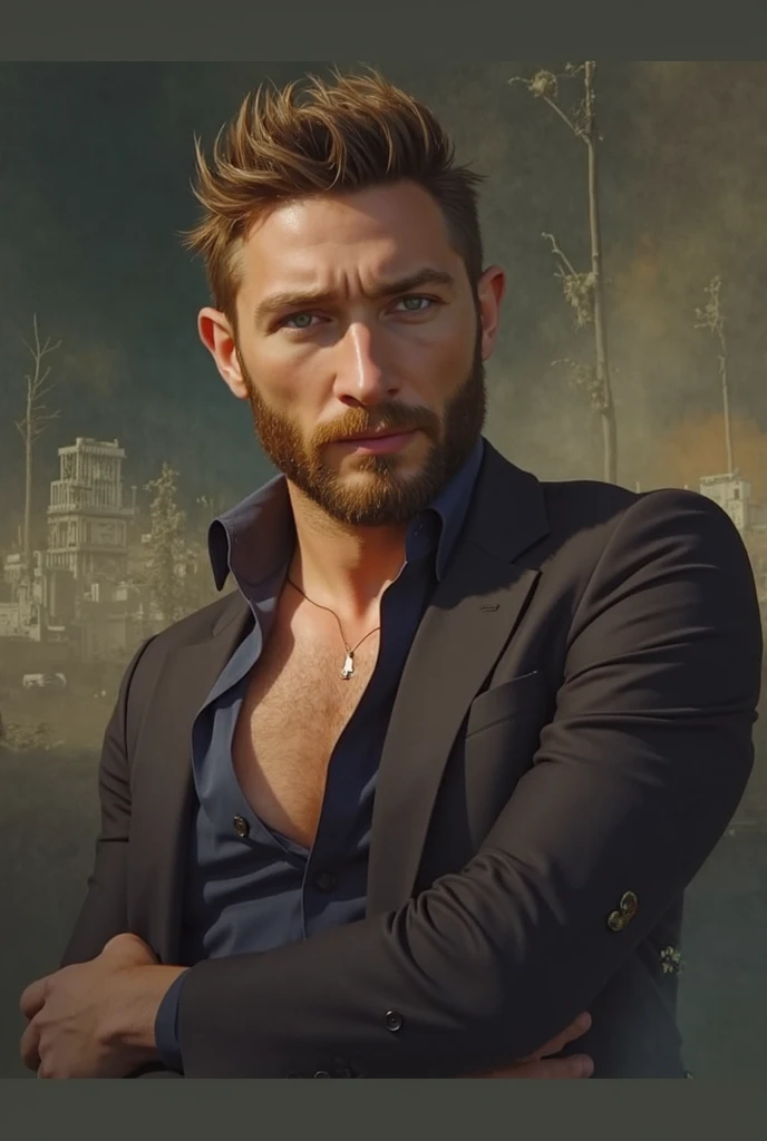 Redesign to the style of realism. A man wears a medical white coat ...