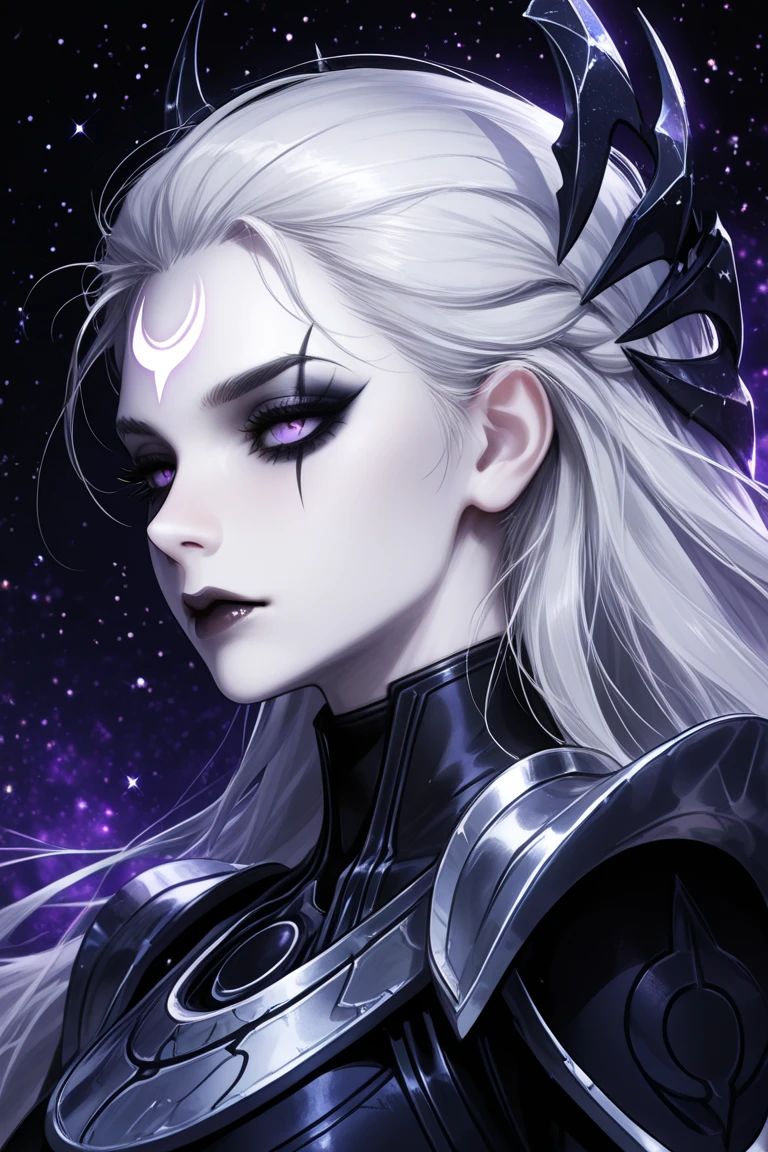in absolute darkness, profoundly no light, stars, Diana, slender ...
