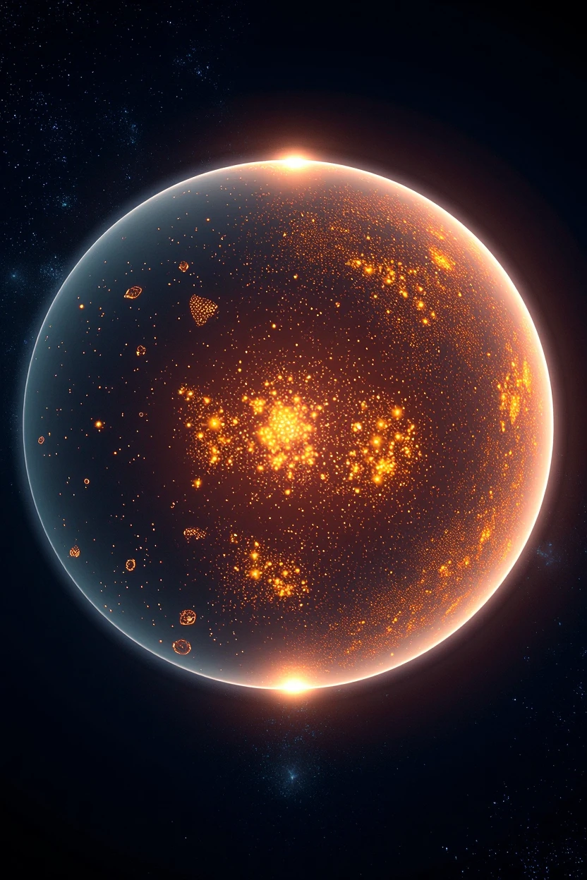 A science-art rendering of a vacuum decay bubble — showing a glowing ...