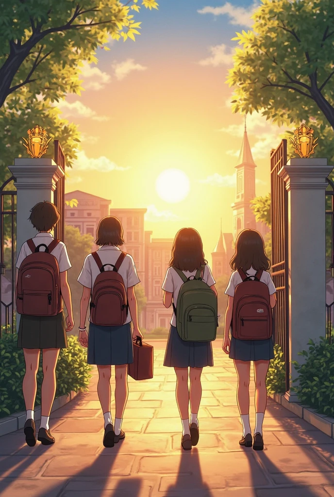 Sunrise with students walking into Leyte Normal University campus gate ...