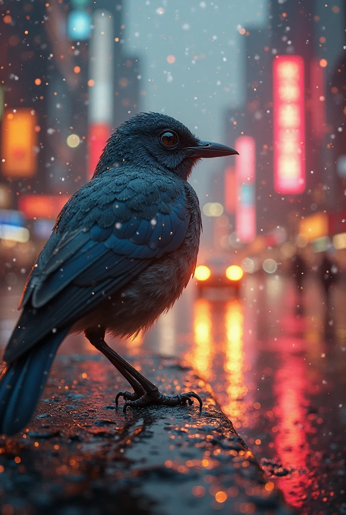 A mesmerizing close-up portrait of a gorgeous little bird illuminated ...