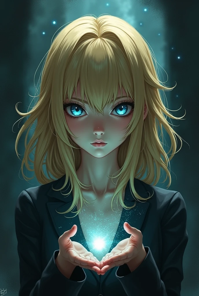 Blonde girl with blue eyes death note style - SeaArt AI