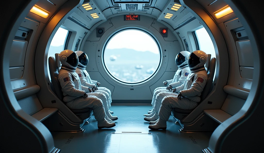 spaceship cabin , perspective from which you can see the faces of ...