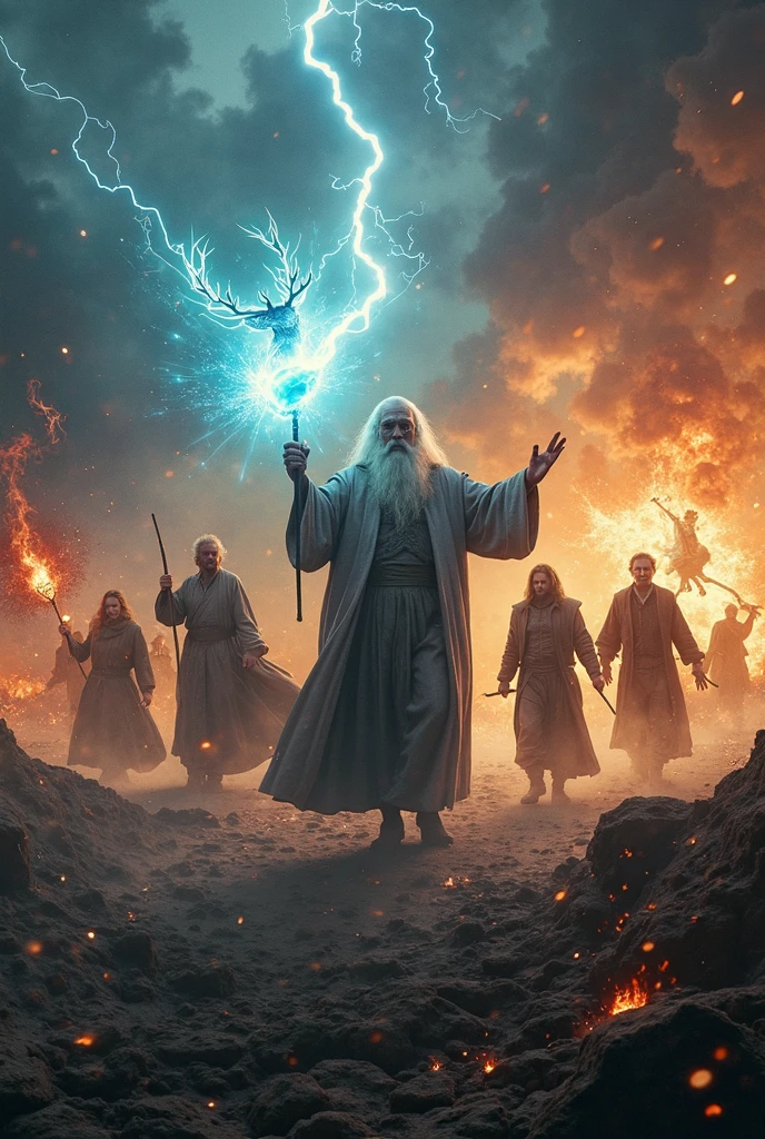 *Hyperrealistic movie scene in 8K resolution, in an epic battle between ...